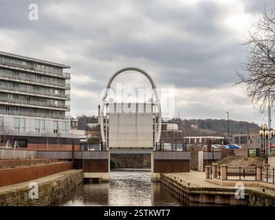 Rotherham canal flood barrier at Forge Island. South Yorkshire. UK ...