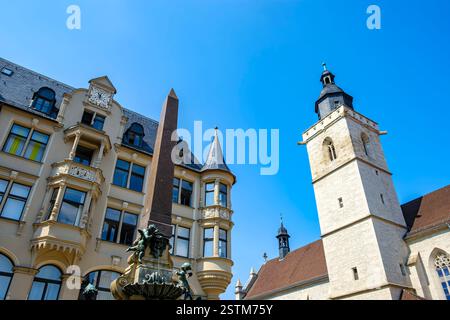 Old Anger Fountain and St Wigbert's Church on the Anger in Erfurt ...