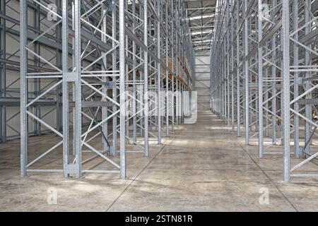 Empty Shelving System in New Distribution Warehouse Stock Photo - Alamy