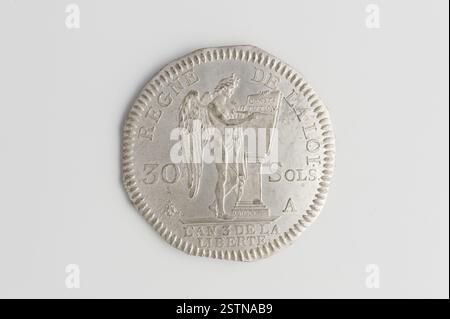 Medal by Augustin Dupré (1791) depicting the Genius of the Constitution standing at right ...