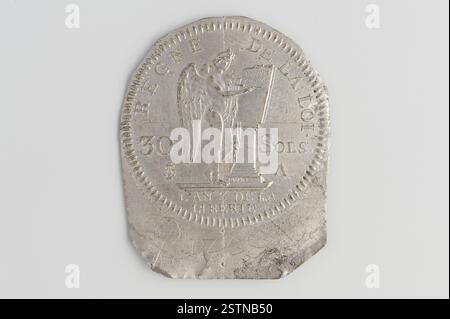 Medal by Augustin Dupré (c. 1791) depicting the Genius of the Constitution engraving the word ...