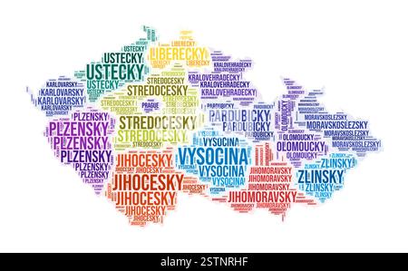Czechia Word Cloud. Country shape with region division. Czechia ...