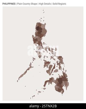 Philippines plain country map. High Details. Solid style. Shape of ...