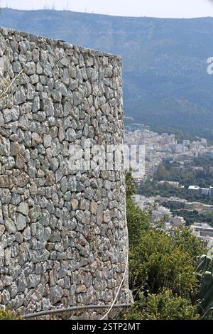 Rough White Stone Support Wall Protection in Greece Stock Photo - Alamy