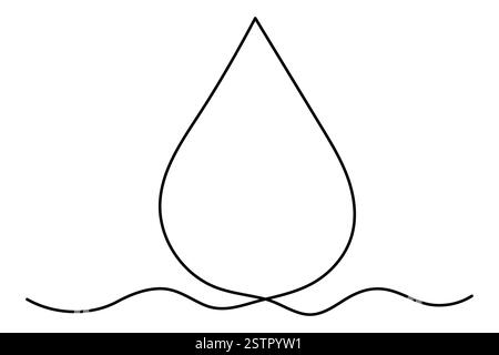 Continuous line drawing of drop. Water drop line icon. One line drawing ...