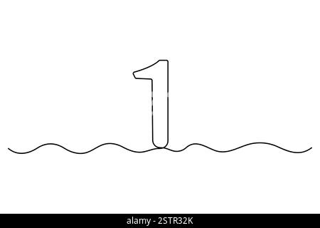 Continuous editable line drawing of number 1. editable One line drawing ...