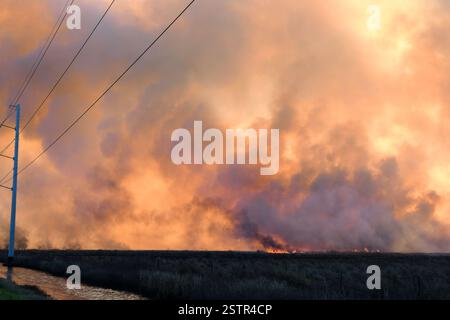 Middleton wildfire near Stowell in Texas as seen from Anahuac NWR Stock ...