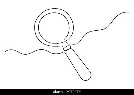 Magnifying glass in continuous one line drawing of Magnifying glass ...