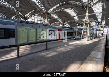 Intercity carriage of the Belgian railways waiting at the platform in ...