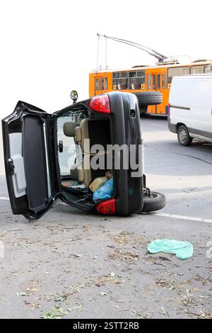 Roll over collision Stock Photo - Alamy