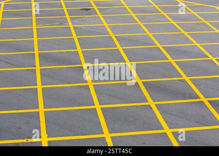 Yellow Squares Box Junction at Street Intersection Stock Photo - Alamy