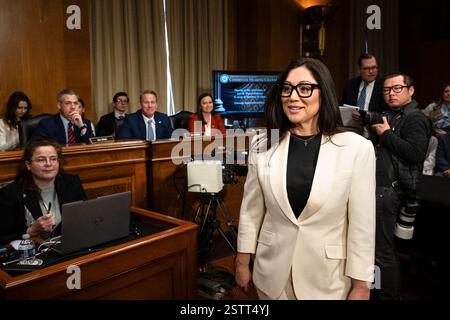 Secretary of Labor Lori Chavez-DeRemer arrives before a House Education ...