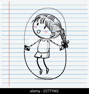 Happy child skipping rope on lined paper Stock Vector Image & Art - Alamy