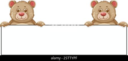 Two cartoon bears holding a blank wooden sign Stock Vector Image & Art ...