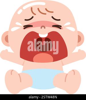 Cute newborn crying cartoon illustration Stock Vector Image & Art - Alamy
