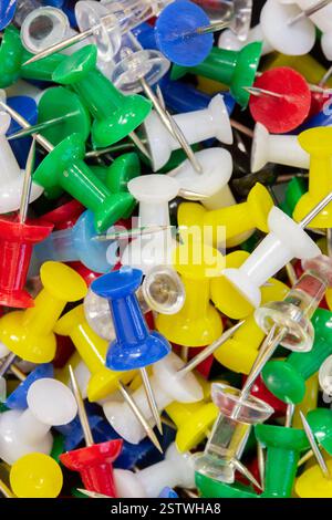 Office cork board multi-coloured push pins background backdrop. Office ...