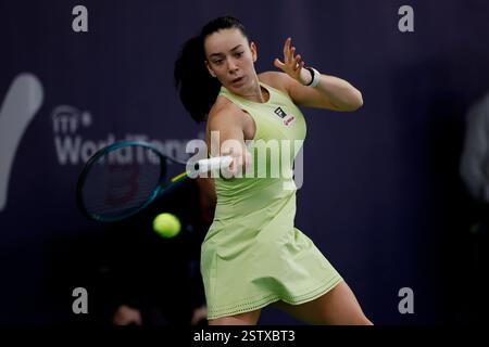 Czech tennis player Tereza Valentova celebrates victory against Rebecca ...