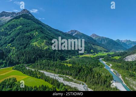 View of the Tiroler Lech Nature Park near Stanzach in the district of ...