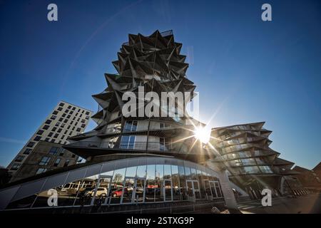 Unique and strikingly angled modern architecture set against a vivid ...