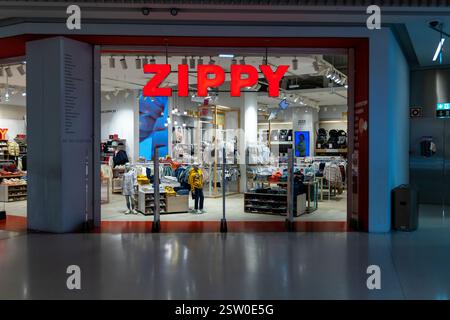 Zippy sign logo at the entrance of the store. Zippy is a Portuguese ...