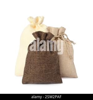 Two small burlap sacks isolated on white Stock Photo - Alamy