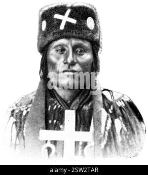 Group portrait in Cheyenne on the steps of a train, from Robert N ...