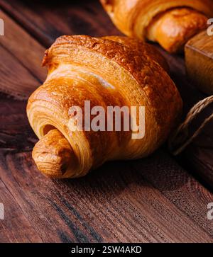 Appetizing croissants for a delicious breakfast close-up on the ...