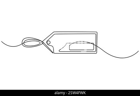 Red blank prize tag continuous one line drawing vector illustration ...