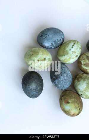 Easter eggs painted karkade tea, Easter cakes on a plate, spring still ...