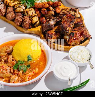 traditional dishes of Eastern European cuisine. Fried chanterelles in ...