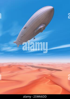 Zeppelin over a desert landscape Stock Photo - Alamy