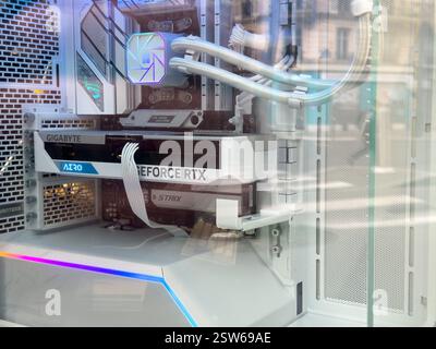 A graphics card with a futuristic design. Powerful gaming graphics card ...