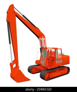 Illustration of a red excavator with a bucket Stock Photo - Alamy