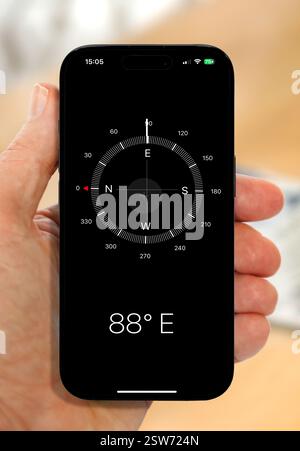 Using the Compass app on an iPhone 16 Plus Stock Photo - Alamy