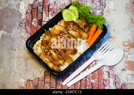 Asian Fusion Teriyaki Chicken Rice Stock Photo - Alamy