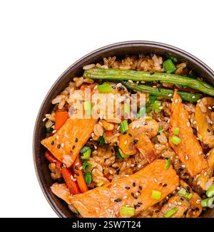 Delicious teriyaki sauce is isolated on a white background. Top view Stock Photo - Alamy