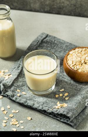 oat milk in glass on wood background with copy space, wide photo Stock ...
