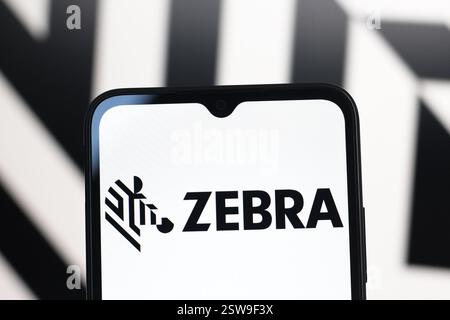 In this photo illustration, the Zebra Technologies logo is seen in the ...