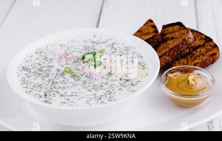 Traditional Russian cold soup - Okroshka Stock Photo - Alamy