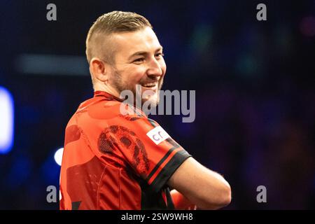 Nathan Aspinall during his walk on before his match with Michael Smith ...