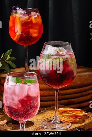 Diverse collection of crafted cocktails artistically presented against ...