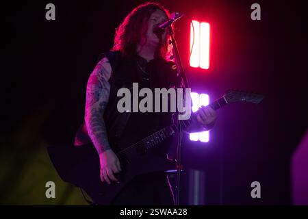 Rhythm guitarist Cody Quistad from Wage War perform live at M&S Bank ...