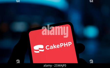 Dhaka, Bangladesh- 11 Nov 2024: CakePHP logo is displayed on smartphone. CakePHP is an open ...