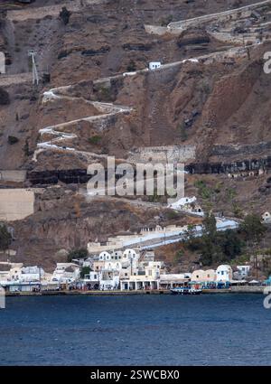 The Karavolades Stairs in Fira, Santorini, Greek Islands, Greece Stock ...