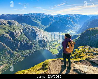 Majestic Fjord Views From Norwegian Mountain Overlook at Sunrise Stock ...