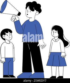 Student Leader Girl with Megaphone Stock Vector Image & Art - Alamy