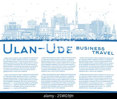 Russia, Ulan Ude line cityscape, flat vector. Travel city landmark ...
