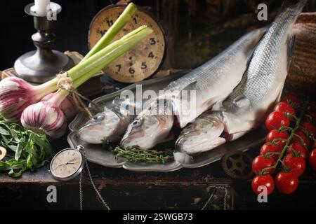 Still life with raw fish Stock Photo - Alamy
