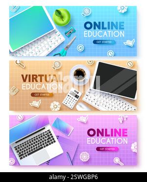 set of icons for virtual class Stock Vector Image & Art - Alamy
