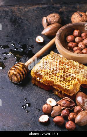 Honeycomb and nuts Stock Photo - Alamy